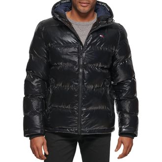 Tommy Hilfiger Herren Hooded Puffer Jacket Daunenalternative Oberbekleidung, Tiefschwarz, XXL