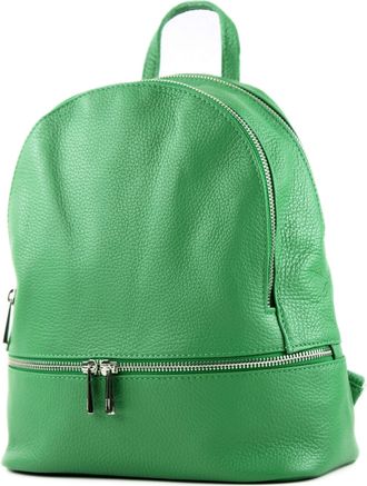 modamoda.de T137 Damen Leder Rucksack Handtasche Medium handmade in Italy, Farbe:T137Leder-Blattgr&uuml;n