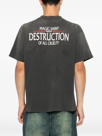 Saint Mxxxxxx Distressed Graphic Print T-shirt - Black