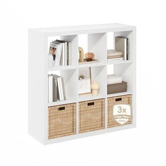 Furinno Cubicle Triple Dickes Rahmendesign Dekorativer W&uuml;rfel Aufbewahrungsorganisator, 9-W&uuml;rfel, Wei&szlig;