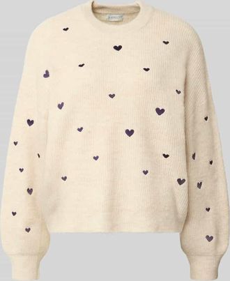 Apricot Strickpullover mit Rundhalsausschnitt und Stitchings