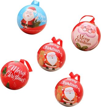 Angoily 5 Stück Teiliges Weihnachtskugel Robustem Runde Candy Box mit Hohlraum zum Aufbewahren von Süßigkeiten und Schmuck mit Band zum Aufhängen als Christba