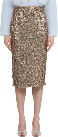 N&deg;21 Femme, Jupes, Jaune, Taille: 46 FR Gonna a tubino tessuto paillettes