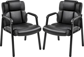 Yaheetech Besucherstühle Konferenzstühle mit Armlehnen 2 Stück Bürostuhl Schreibtischstuhl ohne Rollen Wartezimmerstühle Gästestühle Arbeitsstühle Polsterstuhl 