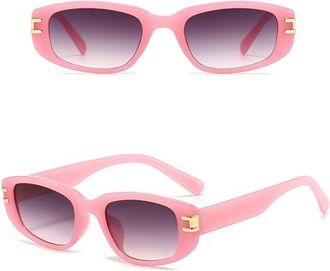 Generic Lunettes de soleil tendance pour femmes - Forme rectangulaire UV400 - Lunettes de soleil pour homme - Lunettes de plage - Rose dégradé gris 2026