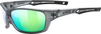 Uvex sportstyle 232 P - Sportbrille f&uuml;r Damen und Herren - polarisiert - druckfreier Sitz & perfekter Halt - smoke matt/green - one size