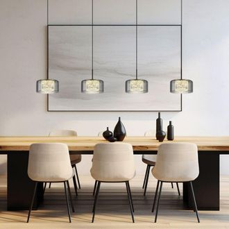 Globo Lighting Pendellampe Esstischleuchte Hängelampe schwarz Rauchglas 4 flammig LED H 150 cm