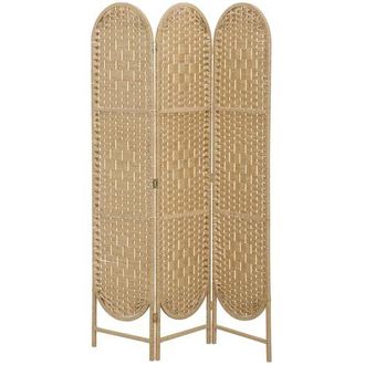 HOMCOM Paravent Interieur Ovale 3 Panneaux 120 x 170 cm s&eacute;parateur de pi&egrave;ce Pliable, l&eacute;ger et tiss&eacute;, Style boh&egrave;me, cloison de s&eacute;paration pour Salon Chambre &agrave;