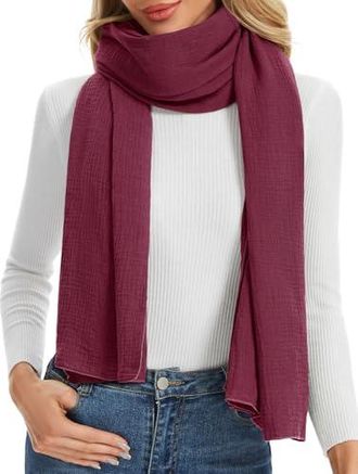 Bbonlinedress &Eacute;charpe en coton pour femme - L&eacute;g&egrave;re et douce - Tendance - Ch&acirc;le &eacute;l&eacute;gant, bordeaux, taille unique