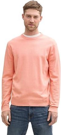 Tom Tailor 1039810 Pull en Tricot à col Rond pour Homme (1 pièce), 37383 - Hazy Coral Rose Melange, M