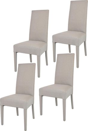 Tommychairs Tommychairs Set 4 Sedie Glam In Legno Di Faggio, Seduta E Schienale Imbottiti E Rivestiti In Tessuto Colore Camoscio