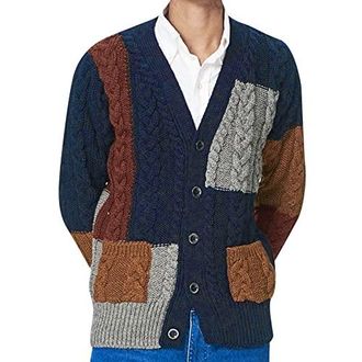 Generic Gilet Homme Laine - Manteau Pull Homme D&eacute;contract&eacute; Mode Automne Hiver en Laine Tricot&eacute;e Boutonnage Bas Style Chemise
