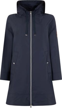 Herno Femme, Manteaux, Bleu, Taille: 40 FR Veste imperm&eacute;able bleu fonc&eacute; avec capuche &eacute;l&eacute;gante