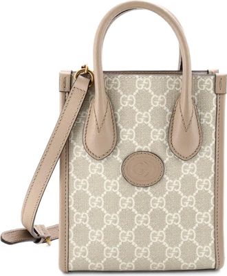 Gucci Interlocking G Patch Tote GG Coated Canvas Mini satchel - Nude
