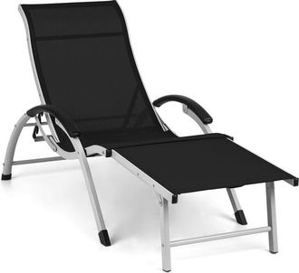 Blumfeldt Blumfeldt - sunnyvale - chaise longue avec repose-pieds en aluminium, 4 positions de dossier - noir