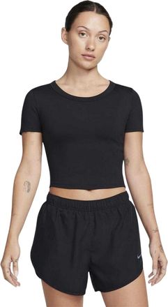 Nike kurzes T-Shirt f&uuml;r Damen, Dri-FIT, Schmal (Schwarz)