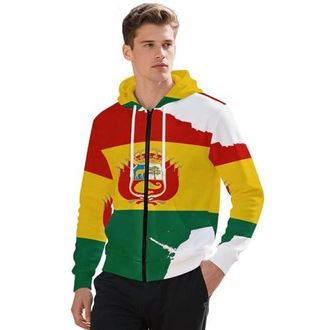 Generic Veste &Agrave; Capuche Homme Enti&egrave;rement Zipp&eacute;e P&eacute;rou Imprim&eacute; Drapeau Sweat-Shirt Manches Longues Style Universitaire V&ecirc;tements D&eacute;contract&eacute;s Sweat-Shirt &Agrave; Ca