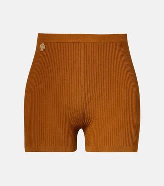 Saint Laurent Short en maille c&ocirc;tel&eacute;e