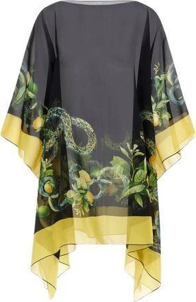 Roberto Cavalli Femme, Maillots de bain, Noir, Taille: ONE Size Kaftan &agrave; Imprim&eacute; Citron