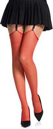 Romartex Bas résille à bretelles 3 couleurs S-XL - Rouge - Small