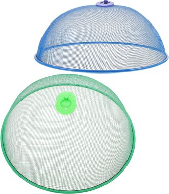 Garneck 2 Stück Metallnetz Lebensmittel Abdeckhaube Praktische Fliegenschutz Zelte für Outdoor Picknick BBQ Atmungsaktive Kompakte Speisehauben in Blau und Gr