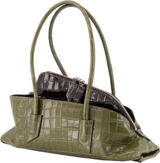 The Attico Womens La Passeggiata Small Top Handle Bag - The Attico Leather Green Calfskin Shoulder-Hobo-Bags