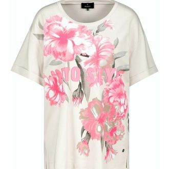 Monari Blumenprint T-Shirt - - Tops - Damen - Beige - M