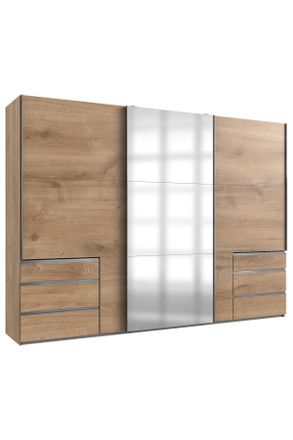 MID.YOU Mid.you Schwebet&uuml;renschrank Wimex Level 36A, Eiche, Metall, 3 F&auml;cher, 6 Schublade(n) Schubladen, 300x216x65 cm, BQ - B&uuml;ndnis f&uuml;r Qualit&auml;t, Made in Ger