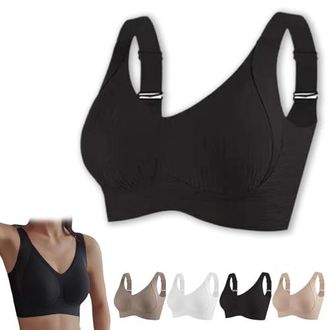 Generic Soutien-gorge rehausseur sans couture pour femme - Soutien-gorge push-up c&ocirc;tel&eacute; r&eacute;glable sans fil - Couverture compl&egrave;te, Noir, 3XL