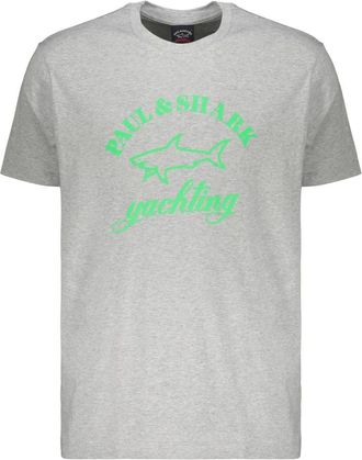 Paul & Shark Homme, Tops, Gris, Taille: 2XL Logo Print T-shirt