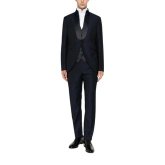 Manuel Ritz 89abito C/pistagna+gilet Raso - - Suits - Herren - Blau - L