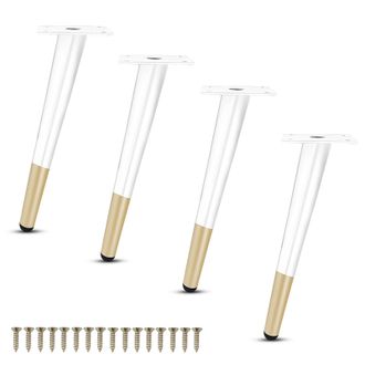 Generic Verstellbare M&ouml;belbeine Aus Metall - 4 St&uuml;ck rutschfeste Sofa Beine, Bett F&uuml;&szlig;e F&uuml;r Tisch, TV-St&auml;nder, Schr&auml;nke, Verdickte St&uuml;tzf&uuml;&szlig;e Mit Gummipads(Gold