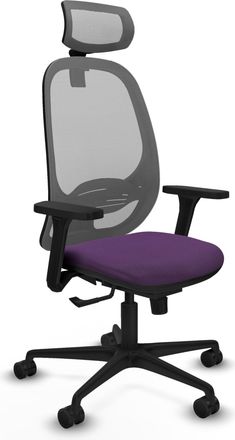 Piqueras y Crespo Schreibtischstuhl mit 3D-Armen, h&ouml;henverstellbare Lendenwirbelst&uuml;tze und h&ouml;henverstellbares Kopfteil, Grau/Violett