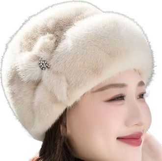 Generic Casquettes dr&ocirc;les pour enfants Hiver Middle et Elderly Femmes Chapeaux dhiver Fleurs D&eacute;cor Chapeaux A&icirc;n&eacute;s Chapeaux Mothers Vieille Dames Chapeaux Arm&eacute;