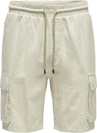 Only & Sons ONSSINUS Cargo 0007 COT Lin Shorts Noos, Silver Lining, XL Homme
