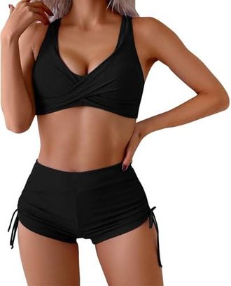 Generic Maillot de bain imperm&eacute;able pour femme de couleur unie avec bretelles larges et bretelles confortables Maillot de bain sexy Bikini pour homme T-shirt 