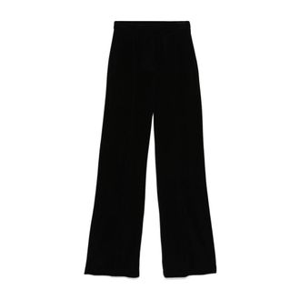 Patrizia Pepe Femme, Pantalons, Noir, Taille: 42 FR Pantalon Noir Velours Large Jambe