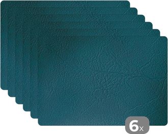 MuchoWow Placemats Platzdeckchen Platzset Tischset 6-teilig Tischdeko Untersetzer 45x30 cm Leder - Lederoptik - Grün - Blau