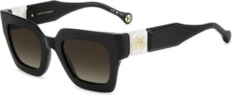 Carolina Herrera Femme, Accessoires, Noir, Taille: 49 MM Lunettes de soleil en marbre noir avec nuances brunes
