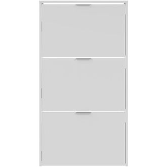 PEGANE Commode &agrave; chaussures en bois de 3 portes coloris blanc brillant - Dim : 113 x 60 x 22 cm -PEGANE