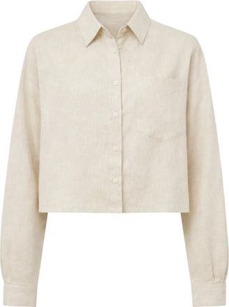 Max Mara Femme, Blouses et Chemises, Beige, Taille: 46 FR Linen Canvas Crop Jacket