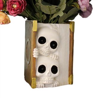 Generico Blumentopf Totenkopf - Deko-Blumentopf mit Skelett, leichte Konstruktion aus Harz, kreatives Design | Gothic Totenkopf Blumentopf f&uuml;r Sukkulenten Mini
