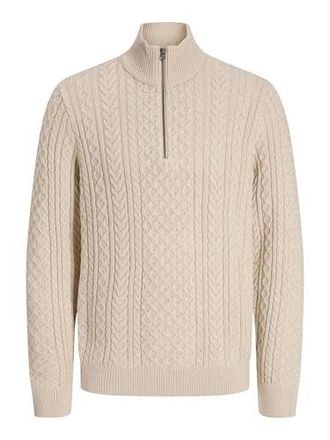 Jack & Jones Jprblusean Knit Cable Half Zip Sn, Doublure argent&eacute;e., L