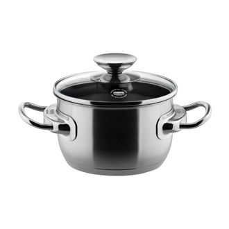 Berndes Injoy Kochtopf mit Glasdeckel - Allherdtauglich & Induktionsgeeignet - Hochglanzpolierter Edelstahl Topf - Nickelfrei - Nudeltopf unbeschichtet