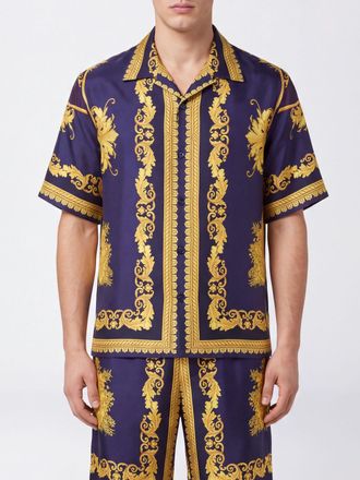 Versace Chemise en soie &agrave; manches courtes avec imprim&eacute; Baroque et col cubain
