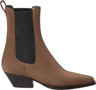 Brunello Cucinelli Femme, Chaussures, Brun, Taille: 39 EU Bottines Chelsea en Daim avec D&eacute;tail Boucle Pr&eacute;cieuse