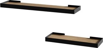 Vicco Wandregal Erni, hängendes Regal, Schwarz/Eiche, 60 x 3 cm 2er-Set