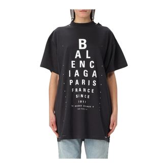 Balenciaga Bunte Eye Chart Grafik Tee - - Tops - Damen - Schwarzk - S