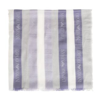 Emporio Armani Femme, Accessoires, Bleu, Taille: ONE Size &Eacute;charpe en m&eacute;lange de modal avec rayures jacquard