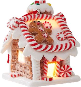 Generic Lebkuchenhaus Baumspitze,Leuchtende Weihnachtsdekorationen Lebkuchendekor Aus Weichem Ton, M&auml;rchenhaftes S&uuml;&szlig;igkeitenhaus F&uuml;r Das Kinderzimmer